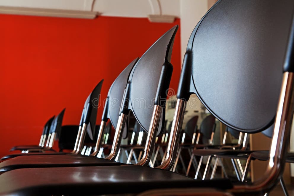 Row of chairs. stock image. Image of black, architecture - 26597299