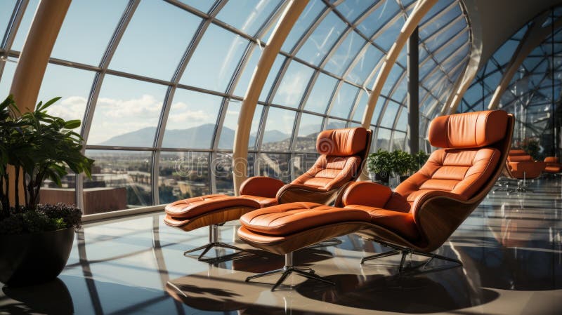 A Row of Chairs in an Airport Terminal. Luxury Chairs in Airport Lounge ...