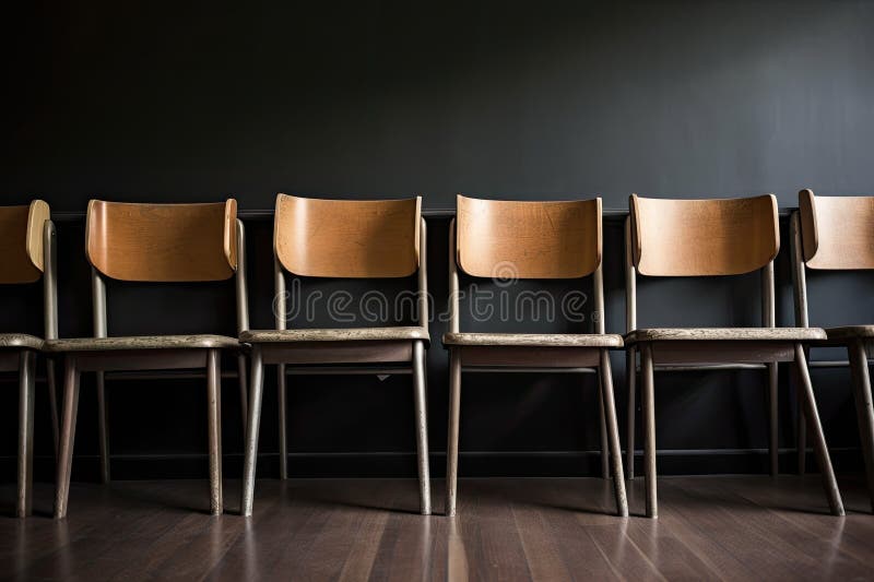 A Row of Chairs Facing a Blackboard, Ready for the Next Lesson Stock ...