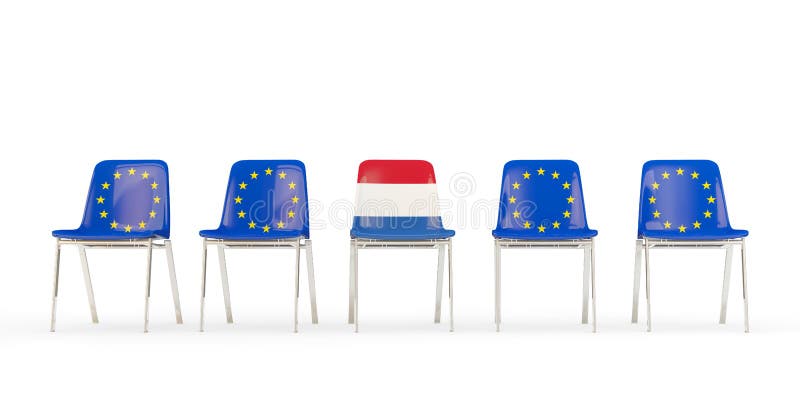 Row of Chairs with Flag of EU and Netherlands Stock Illustration ...