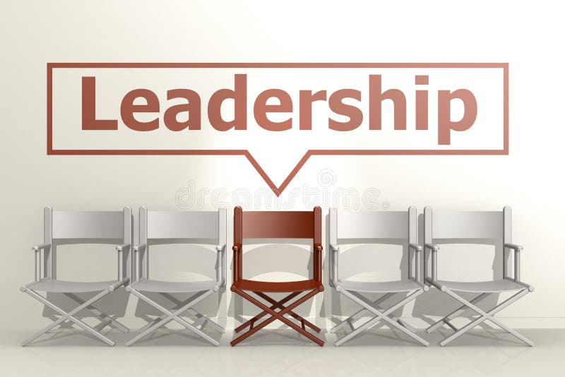 Row of Chairs with Leadership Text on the Wall Stock Illustration ...