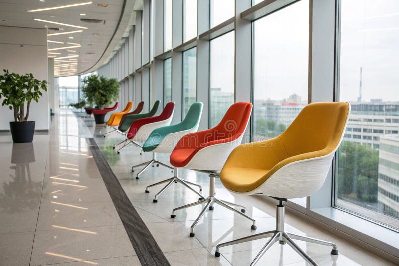 Row of Chairs in Modern Office Building Stock Illustration ...