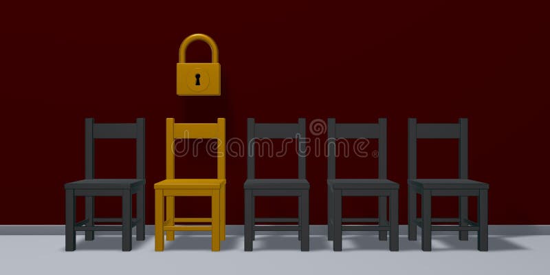 Row of chairs and padlock stock illustration. Illustration of private ...