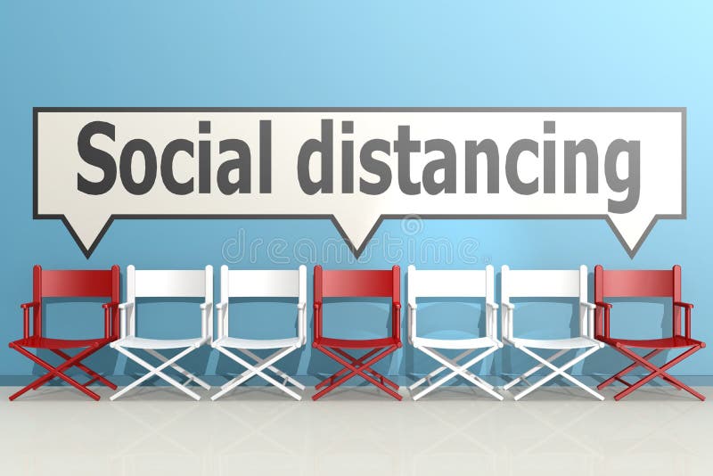 Row of Chairs with Social Distancing Concept Stock Illustration ...