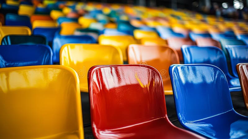 Row of Chairs in a Stadium are All Different Colors Stock Image - Image ...