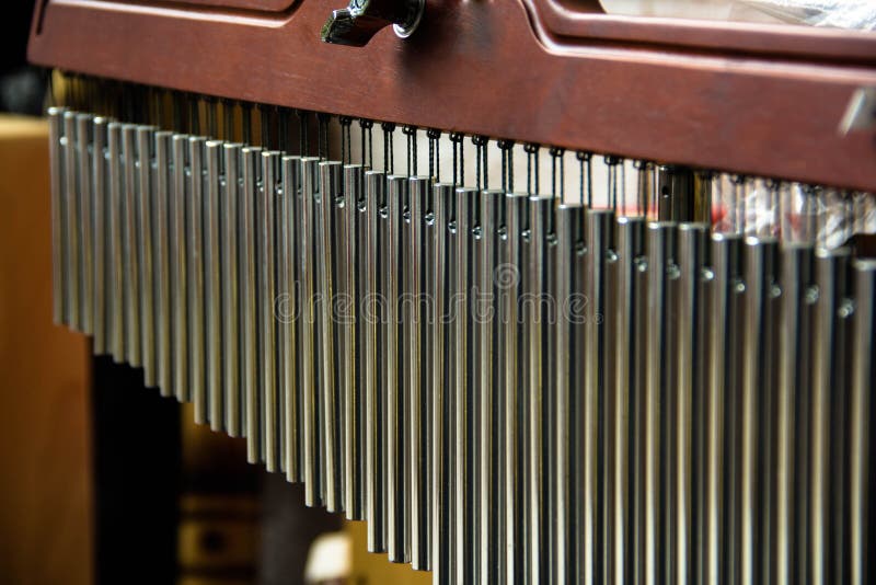 Close up of tubular bells stock photo. Image of golden - 158165872