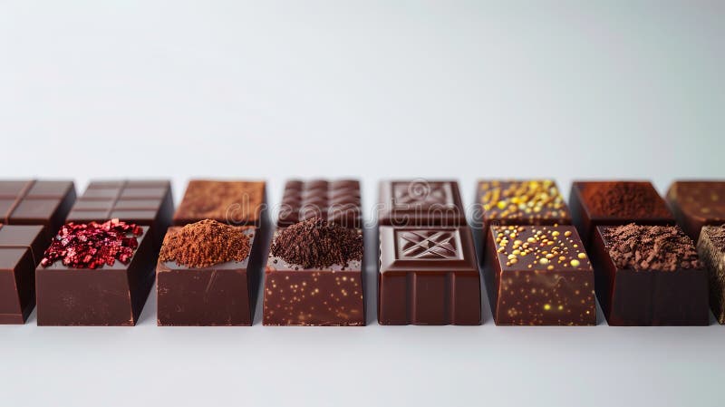 A Row of Chocolate Bars with Different Types of Chocolate Stock Image ...