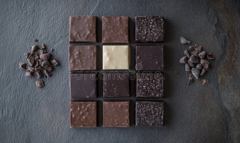 A Row of Chocolate Bars with One White One Black Stock Photo - Image of ...