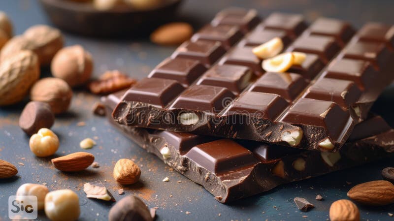 Row of Chocolate Bars on Rainbow Table Stock Image - Image of ...