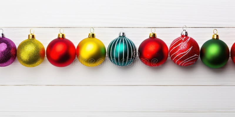 A Row of Christmas Ornaments Hanging on a String, AI Stock Illustration ...