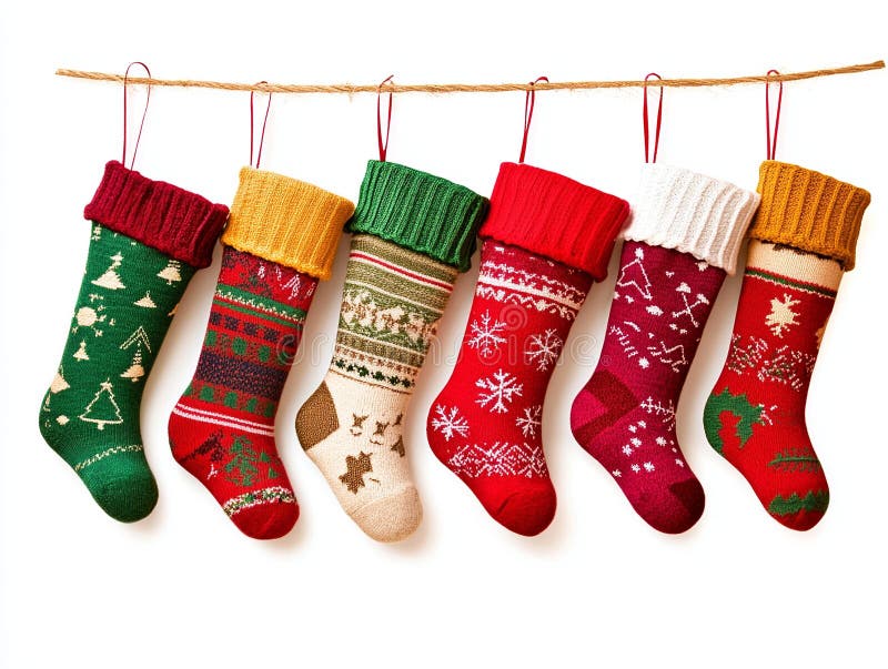 A Row of Christmas Stockings with Different Colors Stock Illustration ...