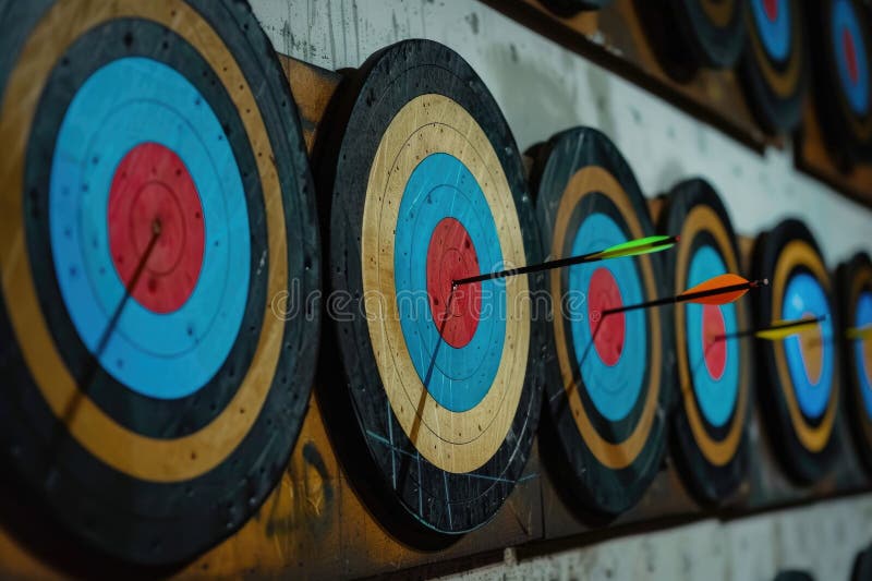 Row of Circle Archery Target Stock Illustration - Illustration of focus ...