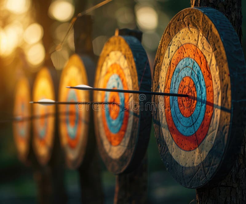 Row of Circle Archery Target Stock Illustration - Illustration of ...