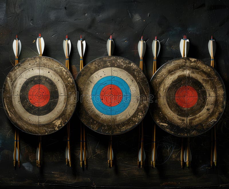 Row of Circle Archery Target Stock Illustration - Illustration of arrow ...