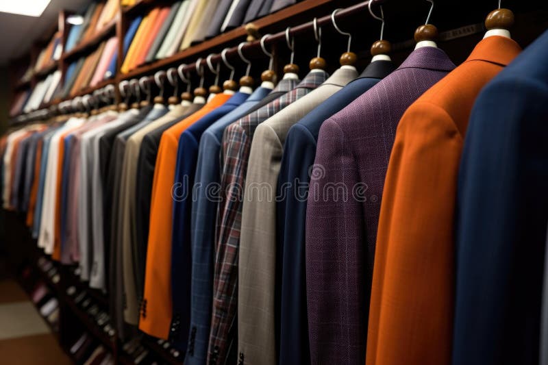Row of Classic Mens Suits in a Store Stock Illustration - Illustration of generated, classic ...