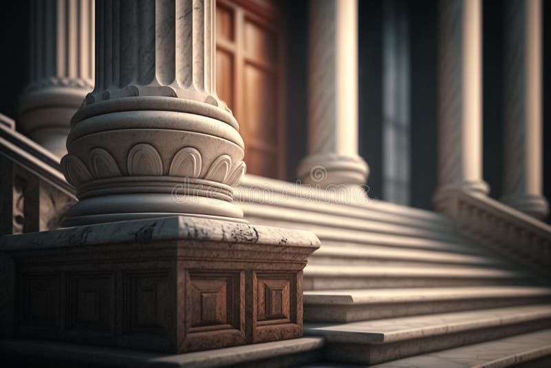 The Row of Classical Columns with Steps. Classical Building Facade ...