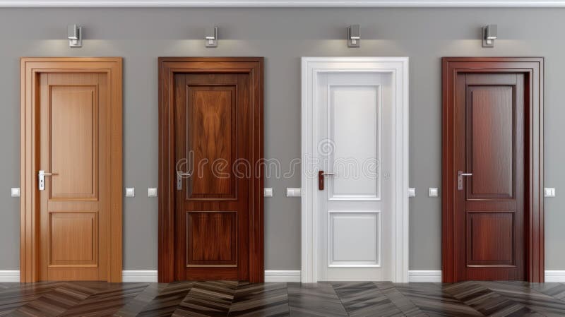 Row of Closed Doors in Different Colors. Generative Ai Stock ...