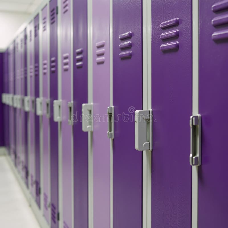 A Row of Closed Purple School Lockers Stock Illustration - Illustration ...
