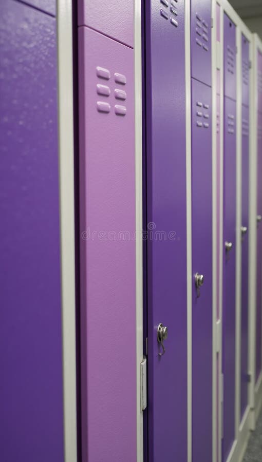 A Row of Closed Purple School Lockers Stock Illustration - Illustration ...