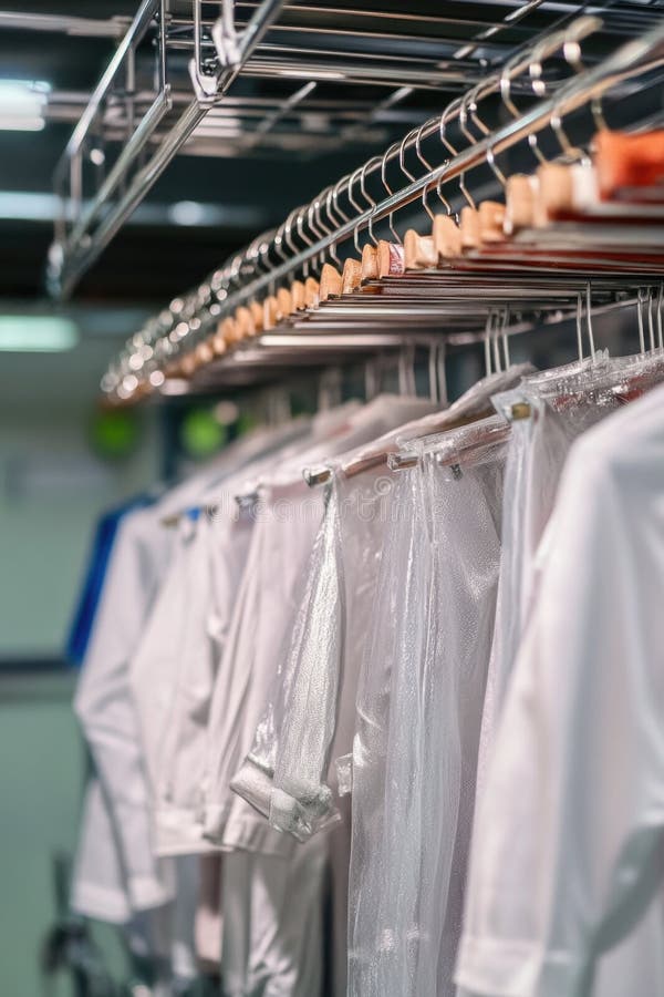 Row of Clothes Hanging on a Rack Stock Image - Image of organized ...