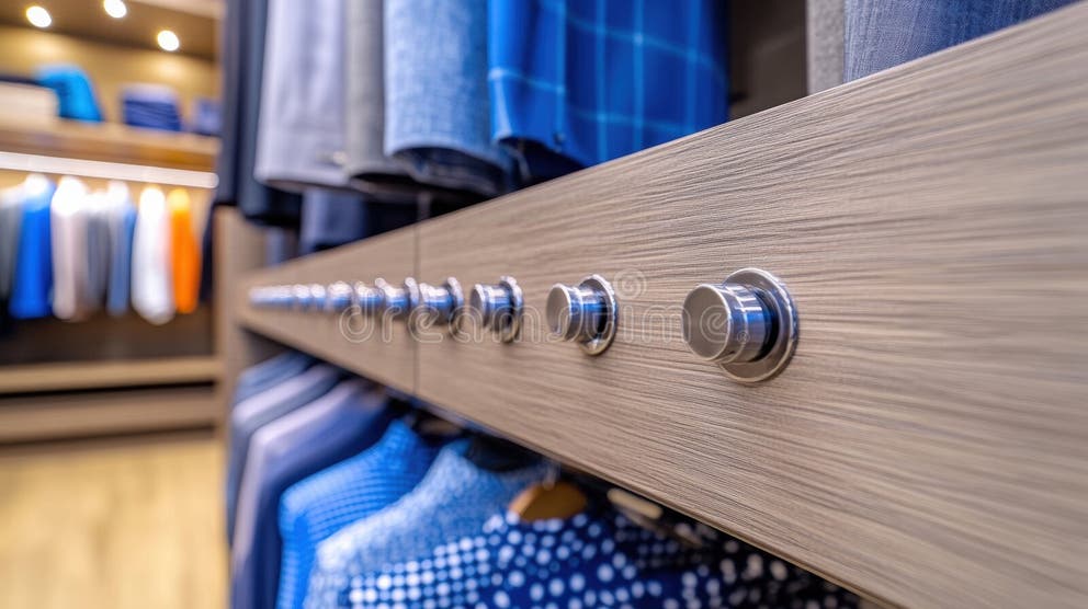 A Row of Clothes Hanging on a Rack with Buttons, AI Stock Photo - Image ...