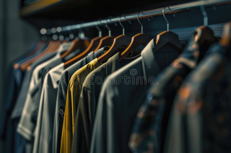 A Row of Clothes Hanging on a Rack, Ready for Wear or Storage Stock ...