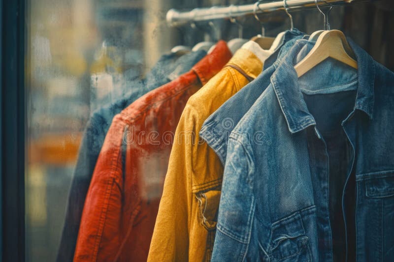 A Row of Clothes Hanging on a Rail in a Wardrobe or Closet Stock Image ...