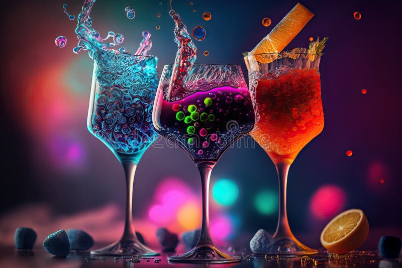 Row of Cocktail Drinks . AI Generated Illustration Stock Illustration ...