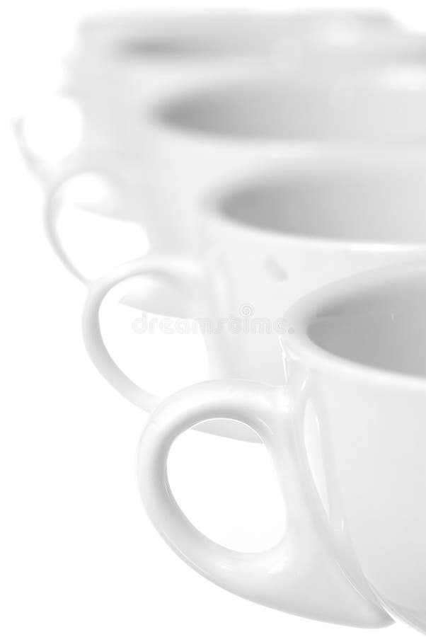 Row of Coffee Cups on White Background. Stock Image - Image of group ...