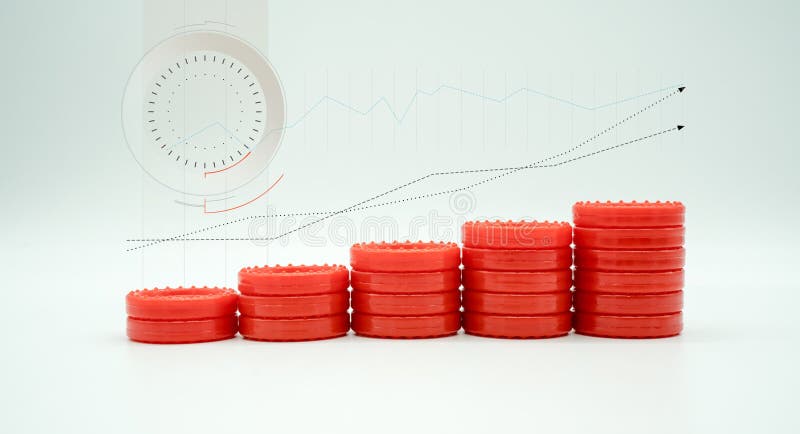 Row of Coin Rising Stacks on White Stock Photo - Image of money ...