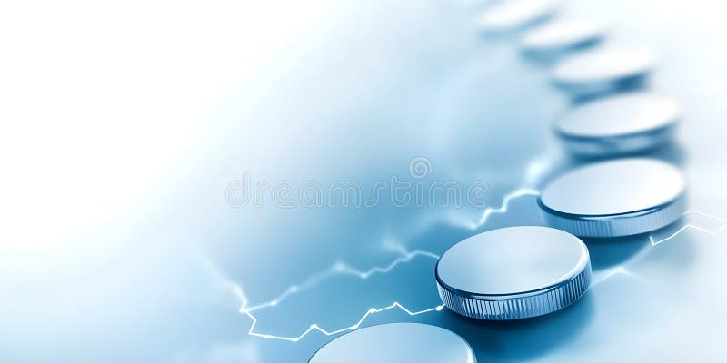 A Row of Coins on a Blue Background Stock Illustration - Illustration ...