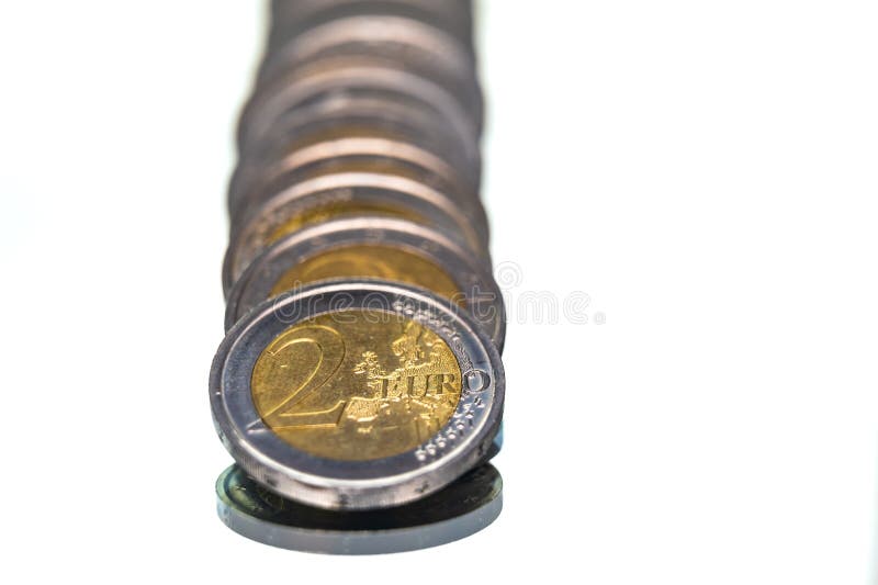 Row of Coins on Shiny Surface Stock Image - Image of investments ...