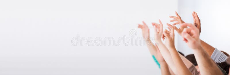 Row of College Students Raising Hands Stock Image - Image of class ...