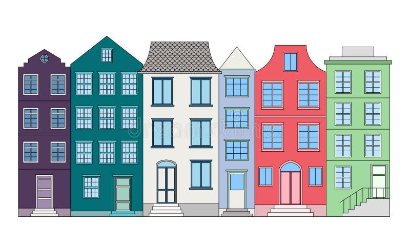 Row of Houses, Vector Illustration Stock Vector - Illustration of ...