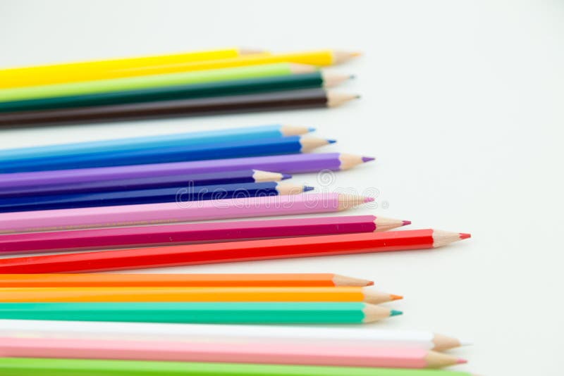 Row of Color Pencil Crayons Stock Image - Image of yellow, purple: 52100829