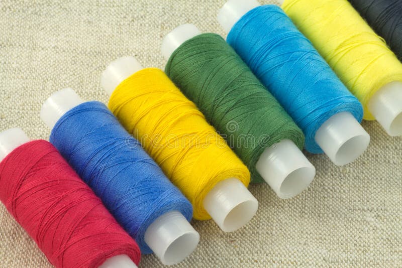 Colored Spools with Threads Close Up Stock Image - Image of colored ...