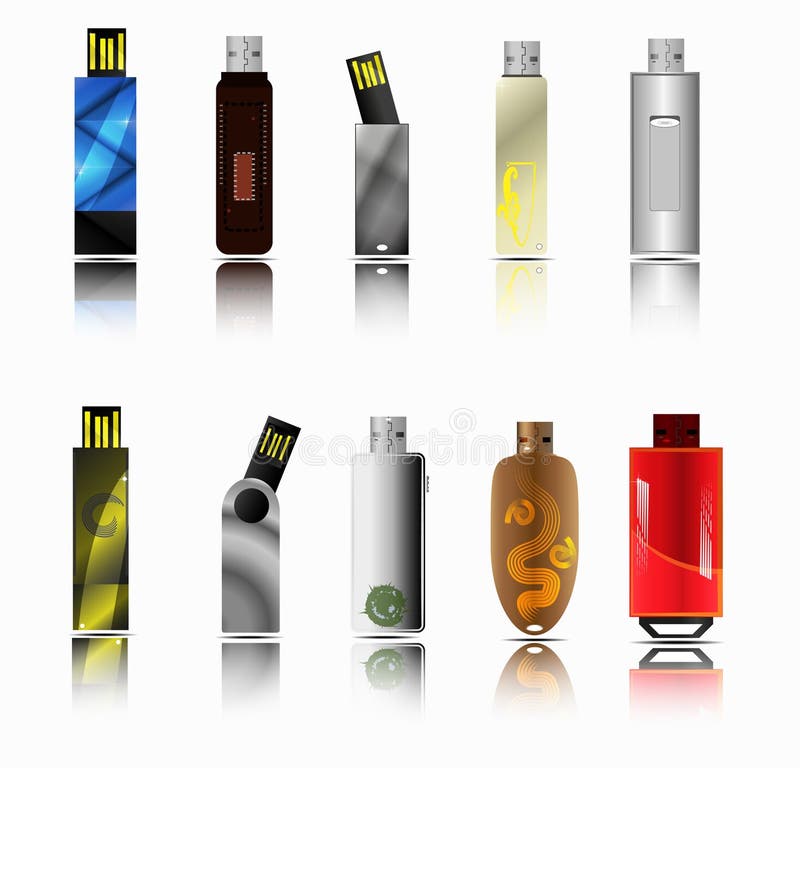 Detailed Different Usb Flash Drives Stock Illustrations – 1 Detailed ...