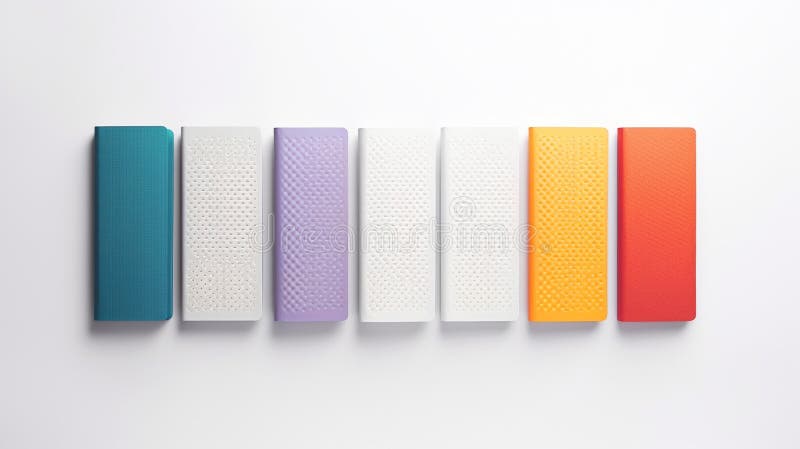 A Row of Colored Cards on a White Background. this Image Shows Seven ...