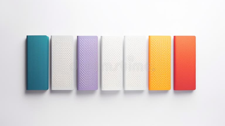 A Row of Colored Cards on a White Background. this Image Shows Seven ...