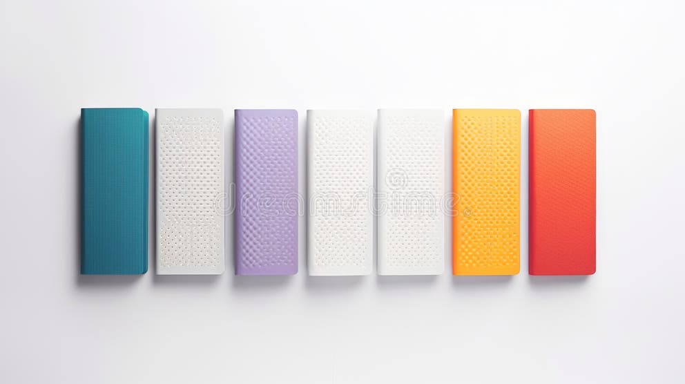 A Row of Colored Cards on a White Background. this Image Shows Seven ...