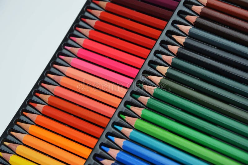 A Row of Colored Pencils in a Palette, Lying in a Line. Nice Set. Tools ...