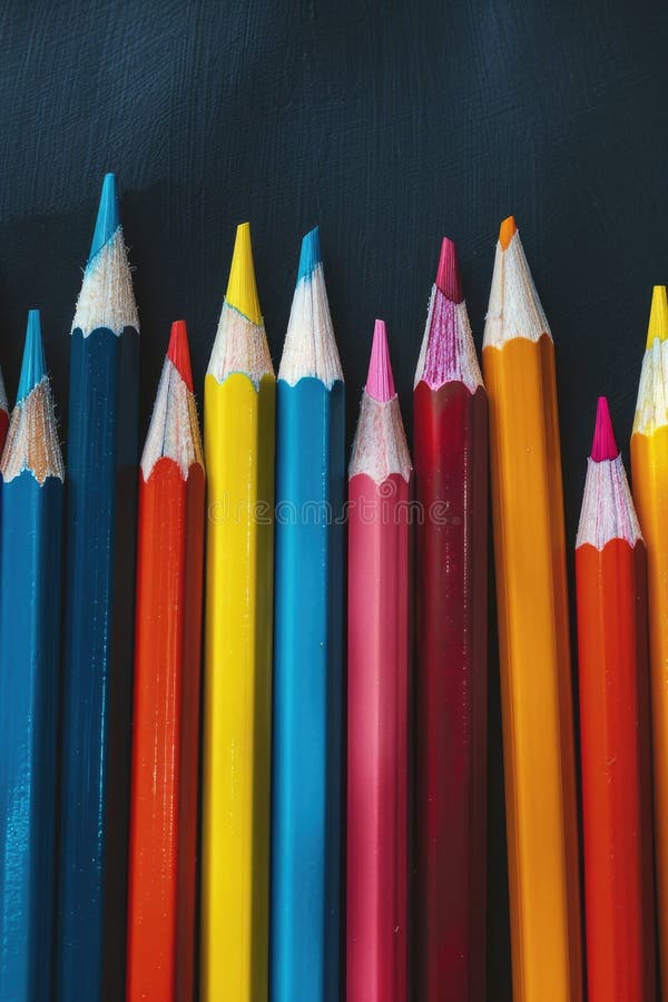 A Row of Colored Pencils Perfect for Art and Education Projects Stock ...
