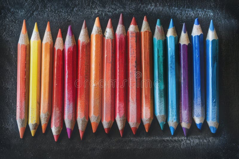 A Row of Colored Pencils, Perfect for School or Art Projects Stock ...