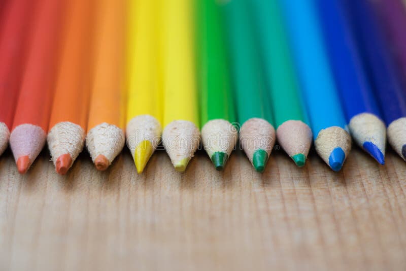 Row of Colored Pencils stock photo. Image of rainbow - 90186882