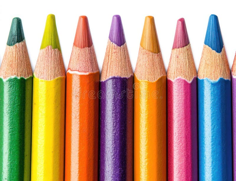 A Row of Colored Pencils with the Tip of the Pencils Showing Stock ...