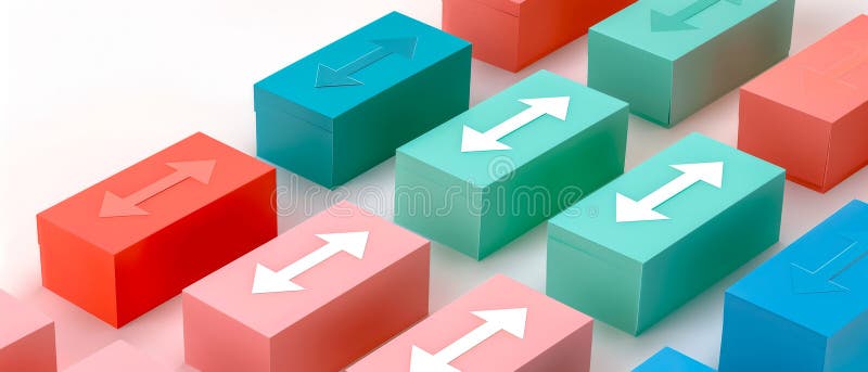 Row of Colorful Blocks with Arrows Pointing Up and Down Stock ...