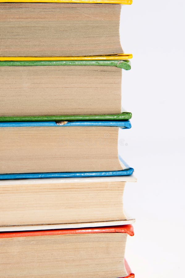 Stacks of Colorful Books and Socket with Felt Pens Stock Image - Image ...