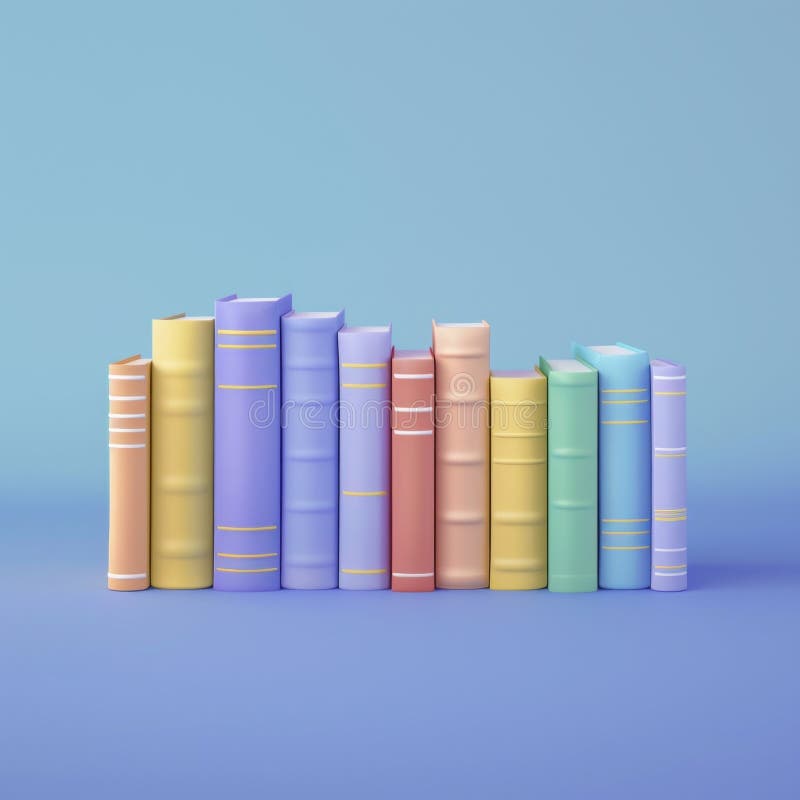 Row of Colorful Books on Blue Background, Study, Reading Concept Stock ...