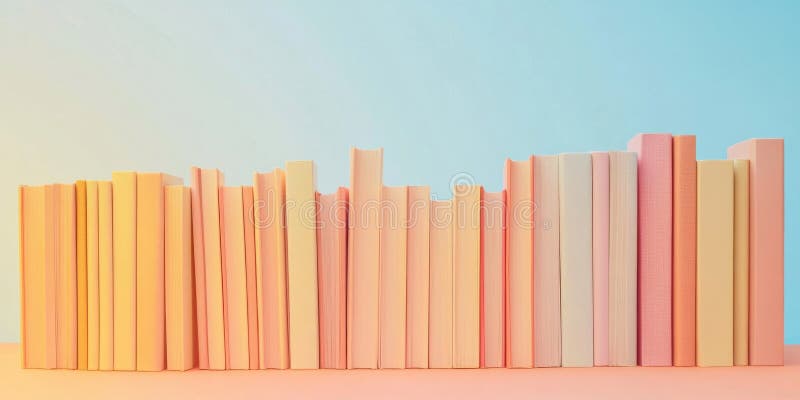 Row of Colorful Books with Minimalist Aesthetic on Gradient Background ...