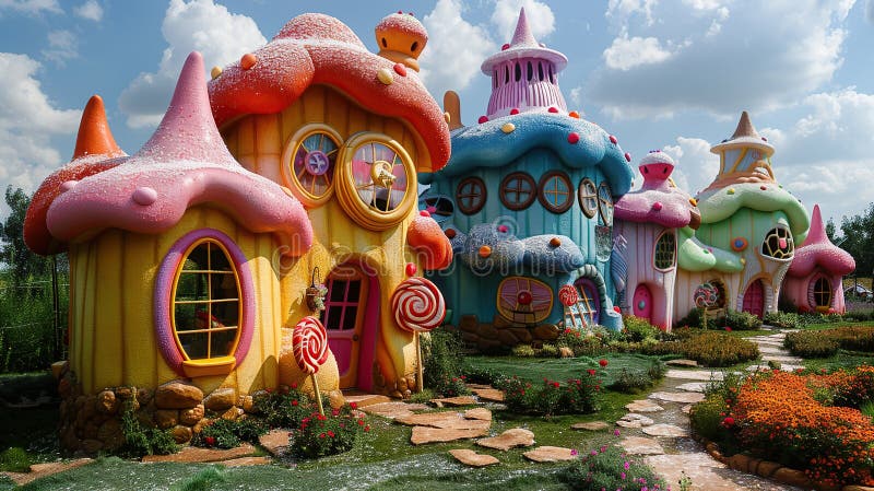 Candy Land Houses stock illustration. Illustration of park - 326178194